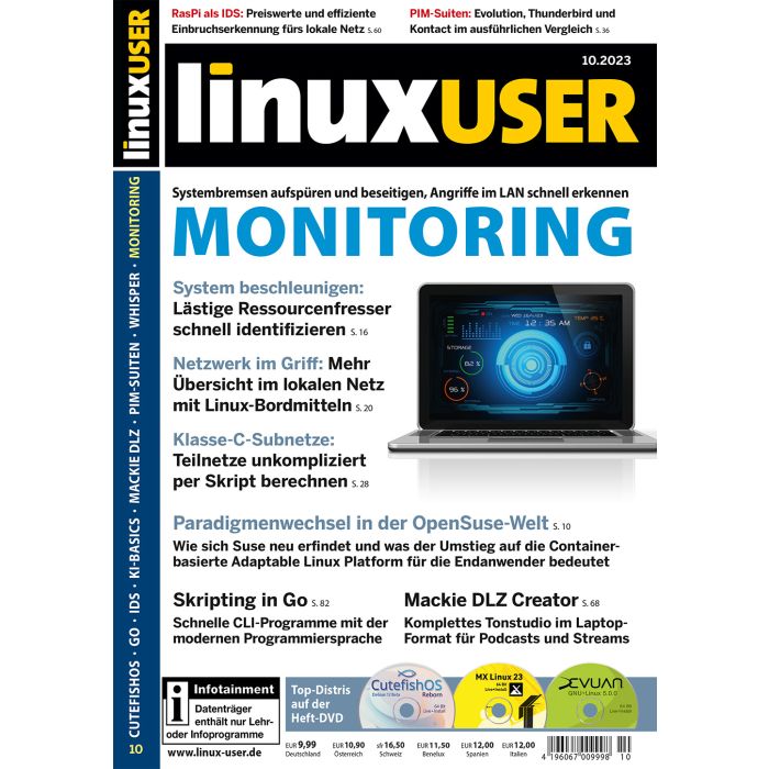 LinuxUser DVD 10/2023 "Monitoring / DVD: ebian-Derivat CutefishOS ...