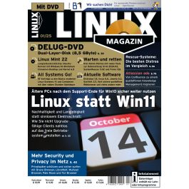 Linux-Magazin DVD 1/2025 "Windows 10 ablösen / DVD: Linux Mint 22, Finnix 126, Grml 2024.02 ...
